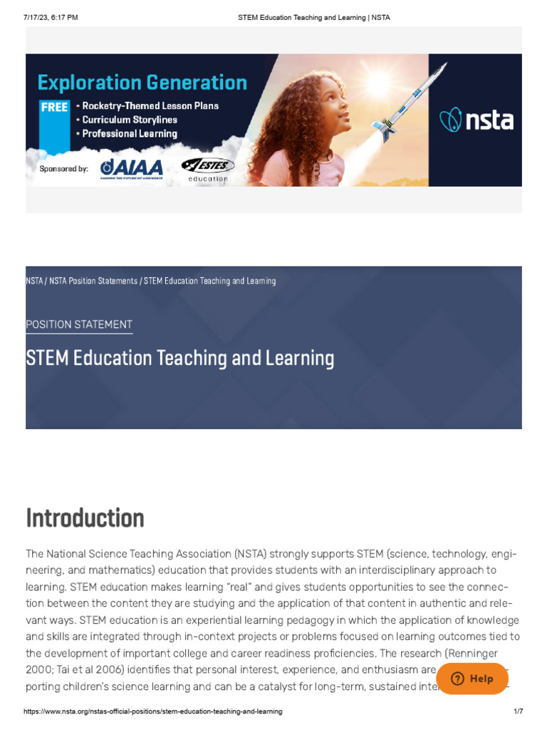 STEM Education Teaching and Learning - NSTA | PDF | Science, Technology, Engineering, And ...