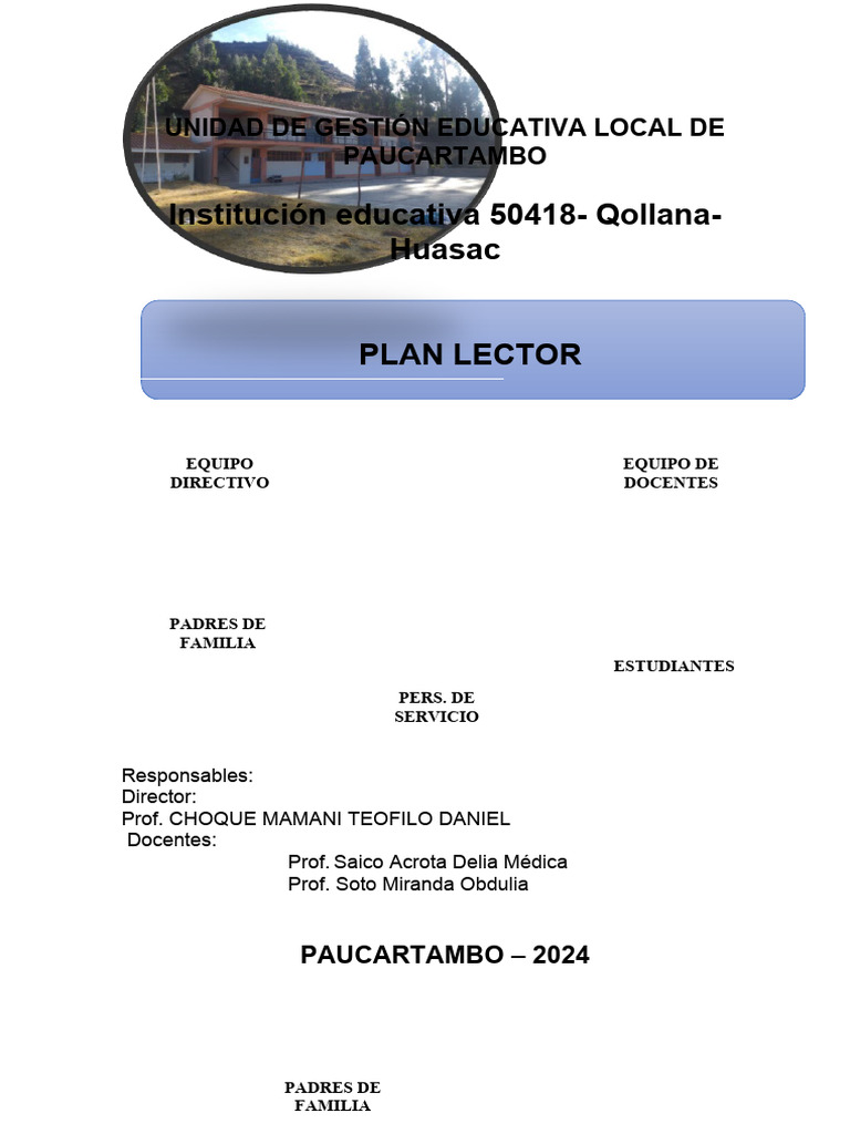 Plan Lector 2024 | PDF | Salón de clases | Maestros