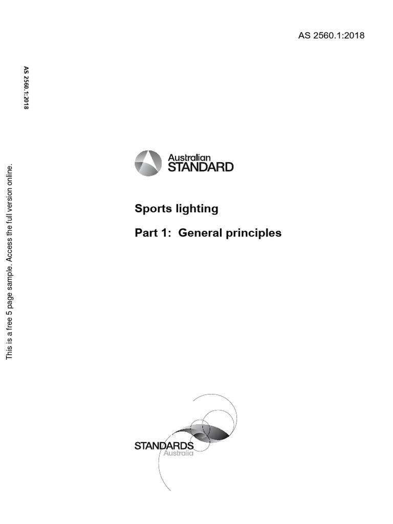 AS 2560-1 General Principle - Sports Lighting | PDF | Lighting | Australia