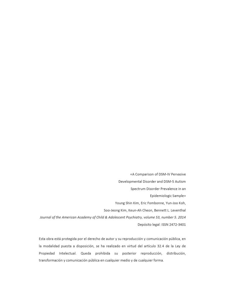 A Comparison of DSM-IV Pervasive Developmental Disorder and DSM-5 ...