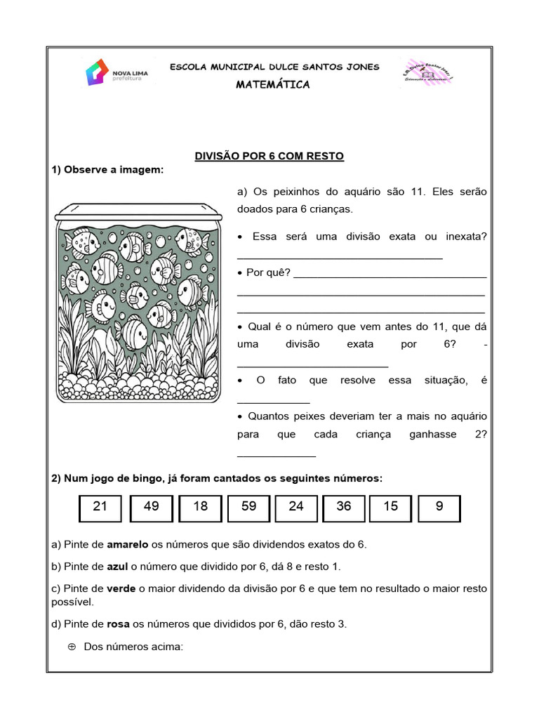 40 DIVISÃO 6 RESTO SIT GRÁFICOS DESAFIOS COM DESENHOS | PDF