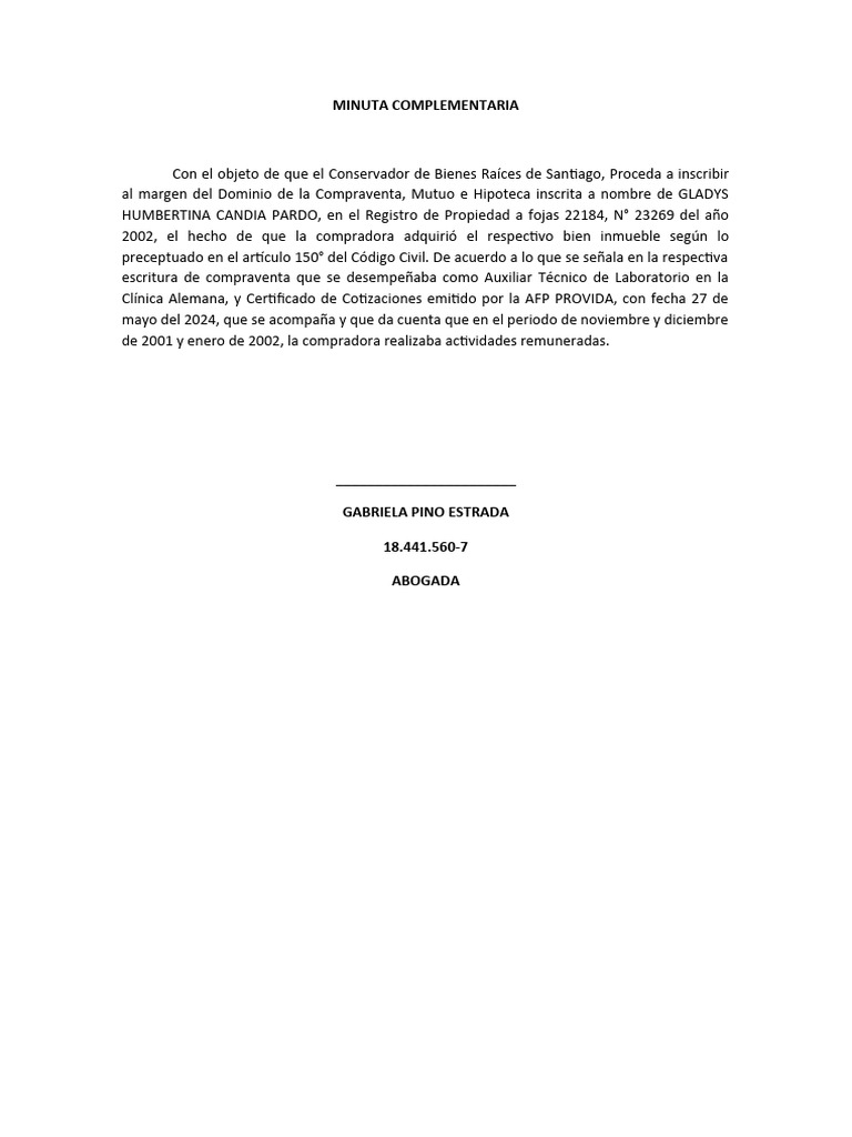 Minuta Complementaria CBR | PDF