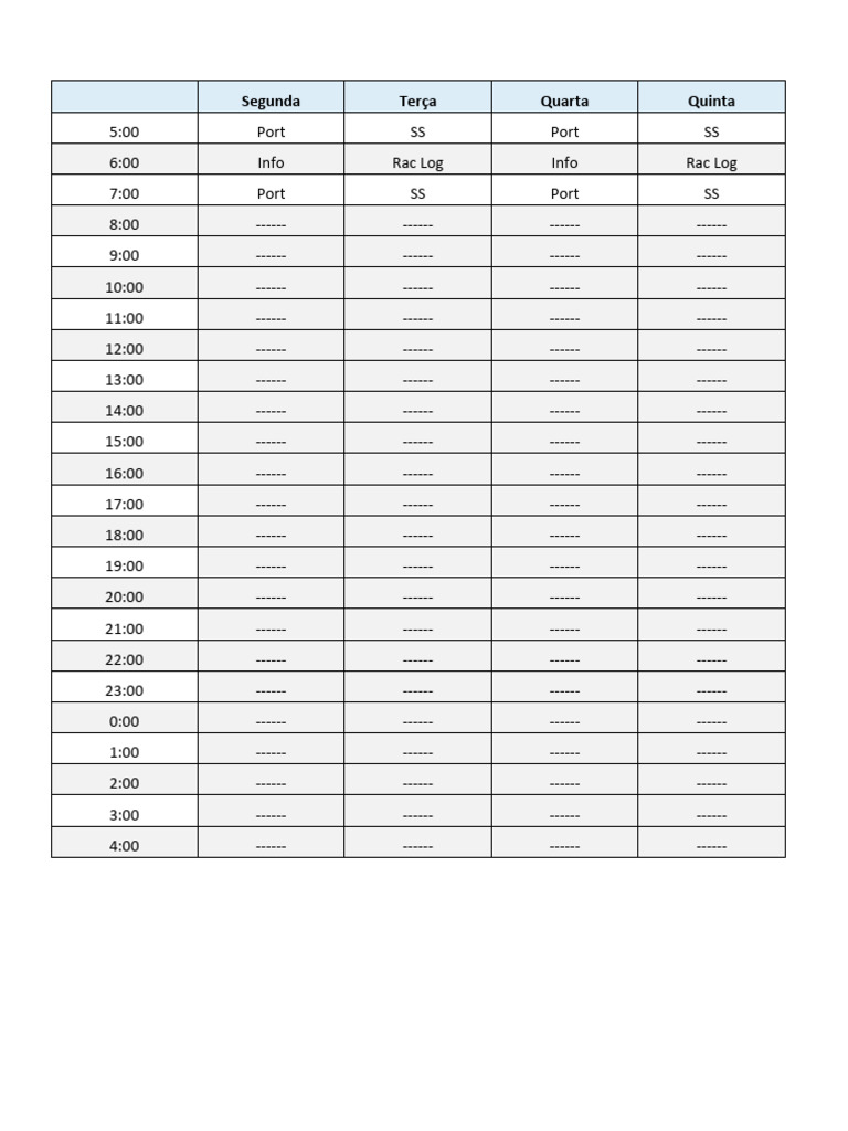 Base Quadro Horário - SSPC | PDF | Home & Garden | Computers