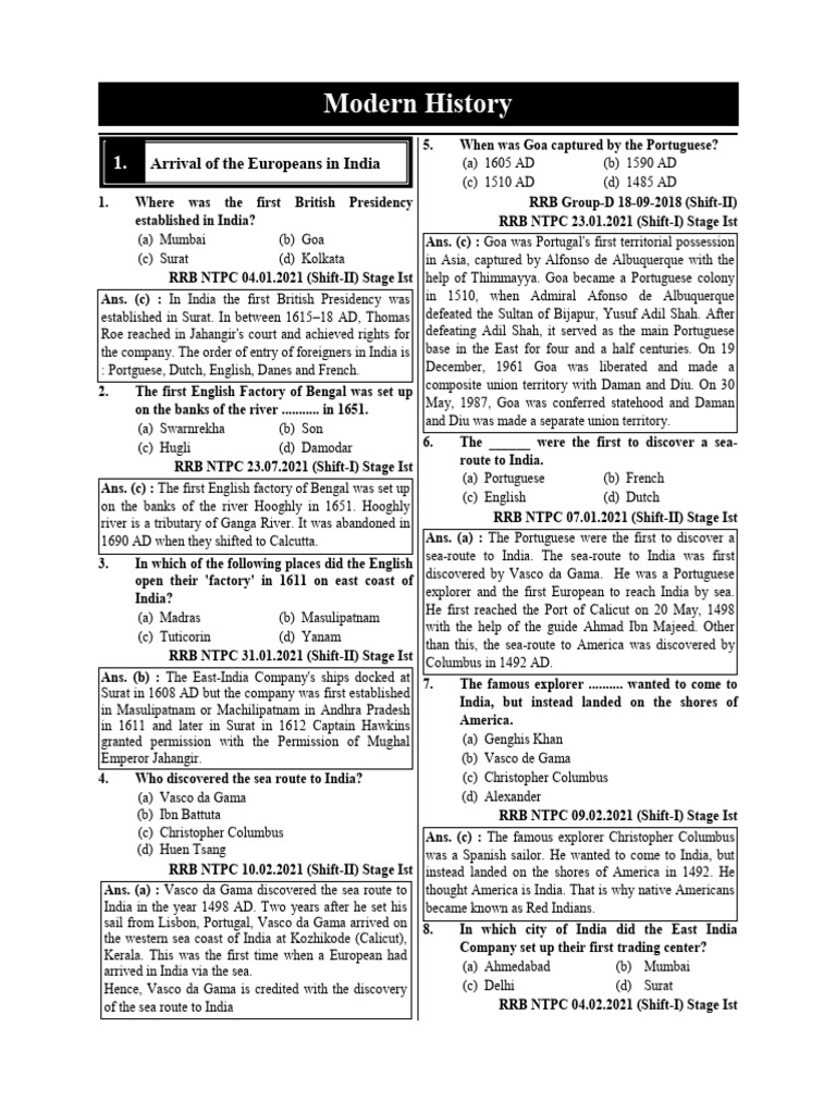 YCT Modern History 3 | PDF