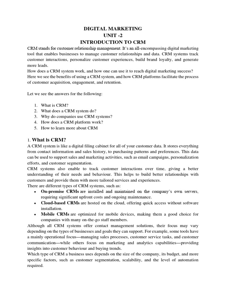 DMT Unit 2 | PDF | Customer Relationship Management | Popular Culture & Media Studies