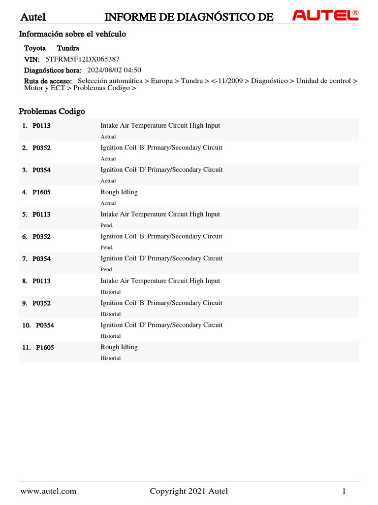 Autel Ap200 Diagnosis Informe | PDF | Home & Garden | Technology & Engineering