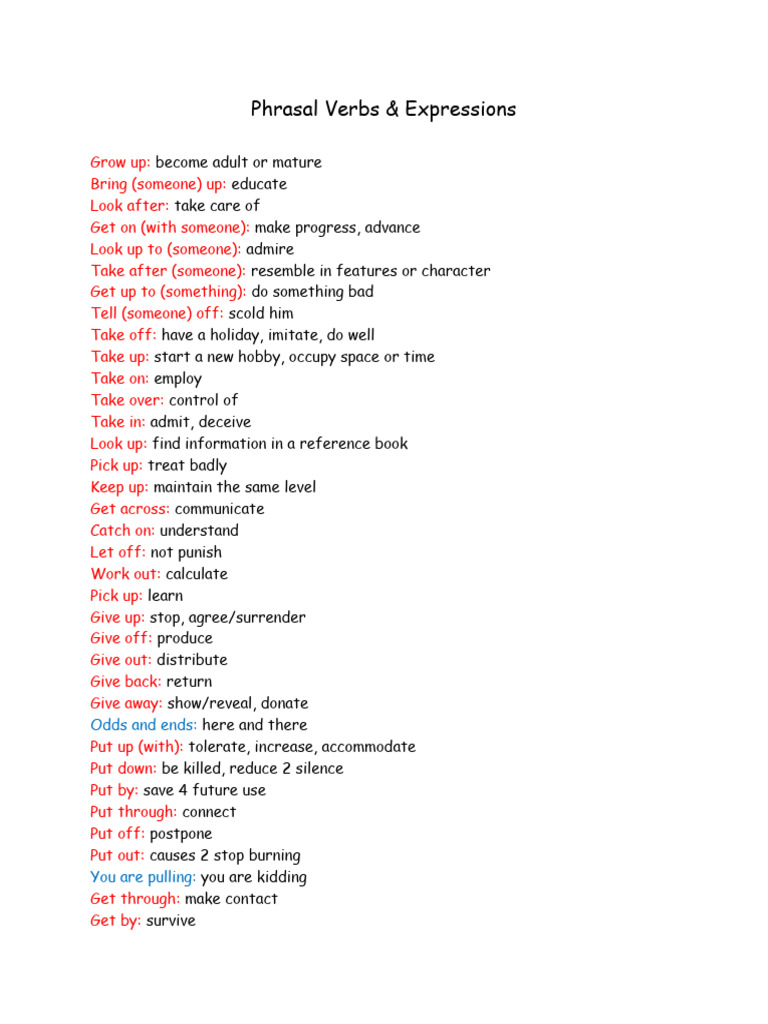 Phrasal Verbs & Expressions | PDF | Language Arts & Discipline | Self-Improvement