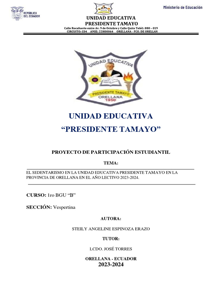 Espinoza Proyecto Final | PDF | Bailes | Estilo de vida sedentario