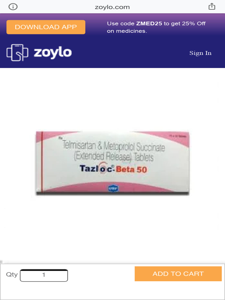Tazloc Beta 50mg Tablet Details | PDF