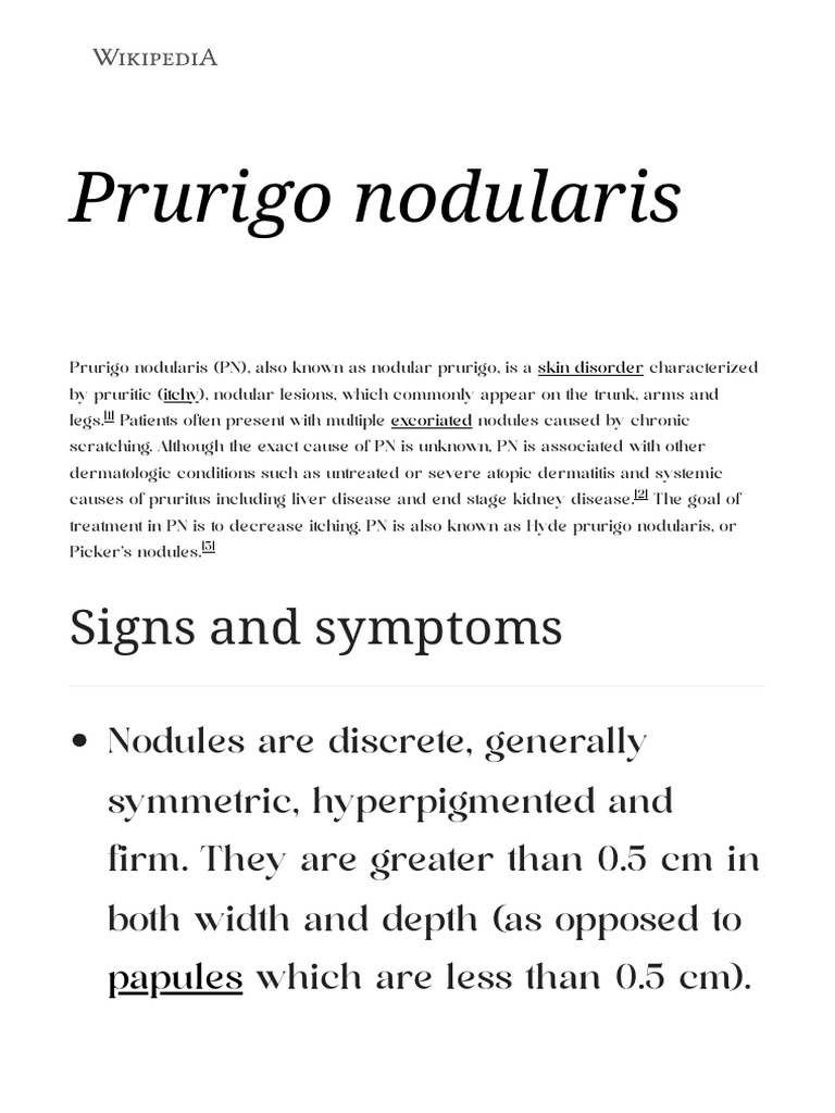 Prurigo Nodularis - Wikipedia | PDF | Clinical Medicine | Medical ...