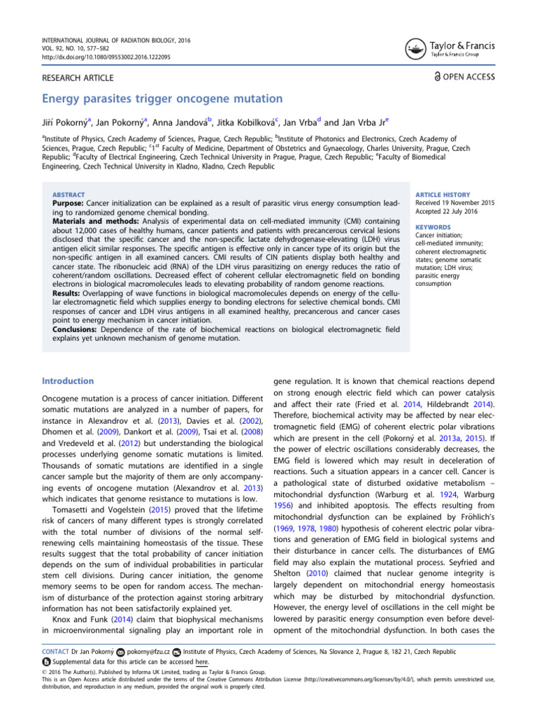 Energy parasites trigger oncogene mutation | PDF | Carcinogenesis | Virus