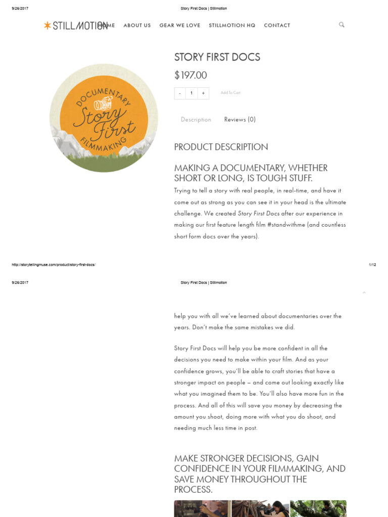 Story First Docs - Stillmotion | PDF | Camera | Documentary Film