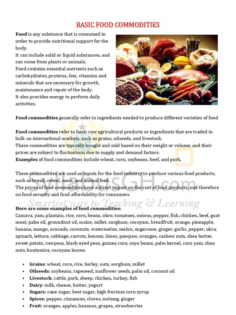 Understanding Basic Food Commodities | PDF | Foods | Cooking Oil