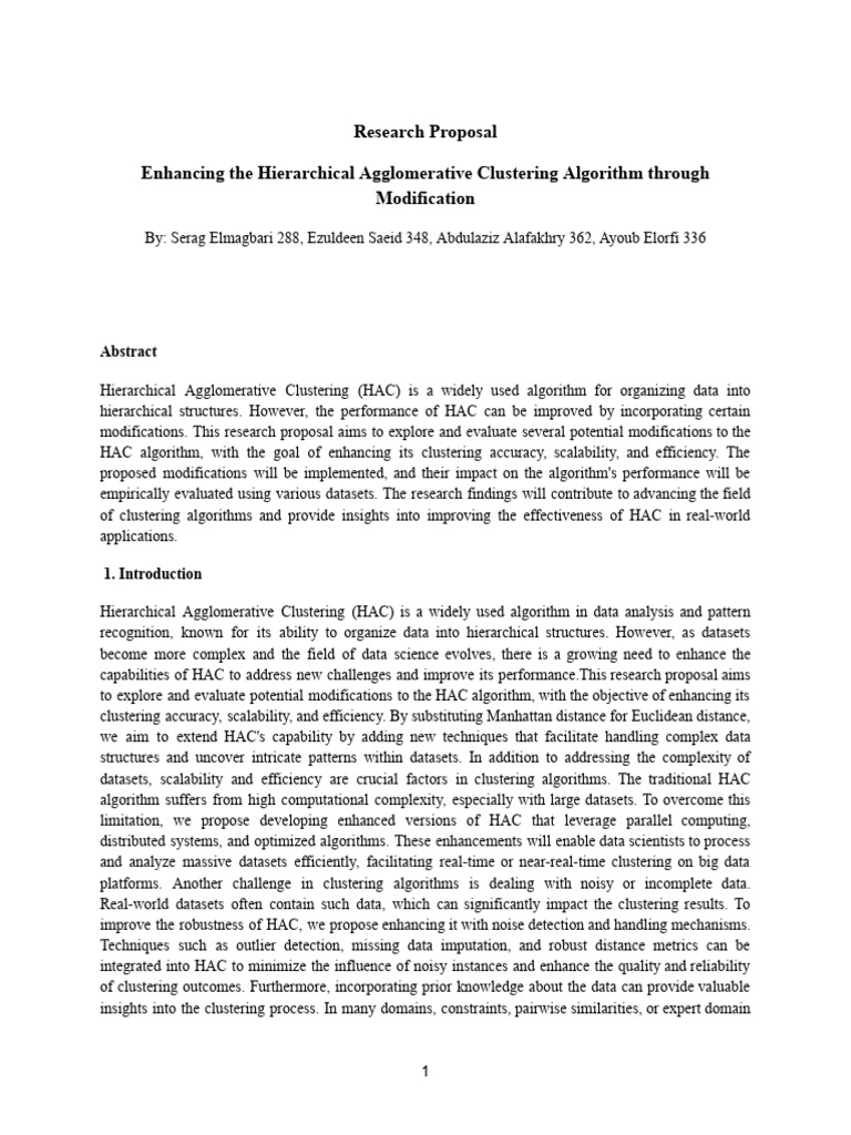 Enhancing The Hierarchical Agglomerative Clustering Algorithm Through 8316