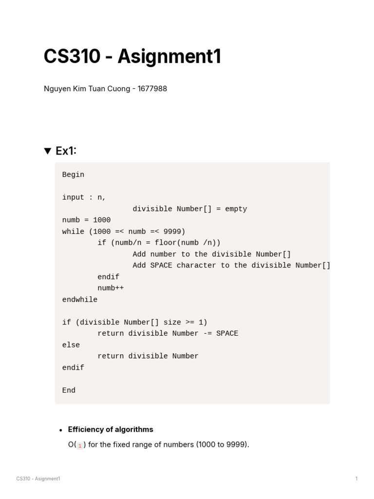 NguyenKimTuanCuong CS310 - Asignment1 | PDF | Algorithms And Data Structures | Algorithms