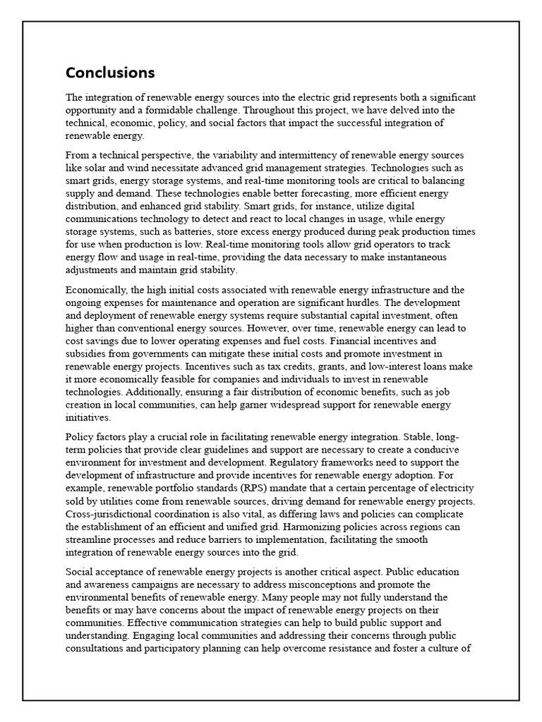 Conclusions | PDF | Renewable Energy | Electrical Grid