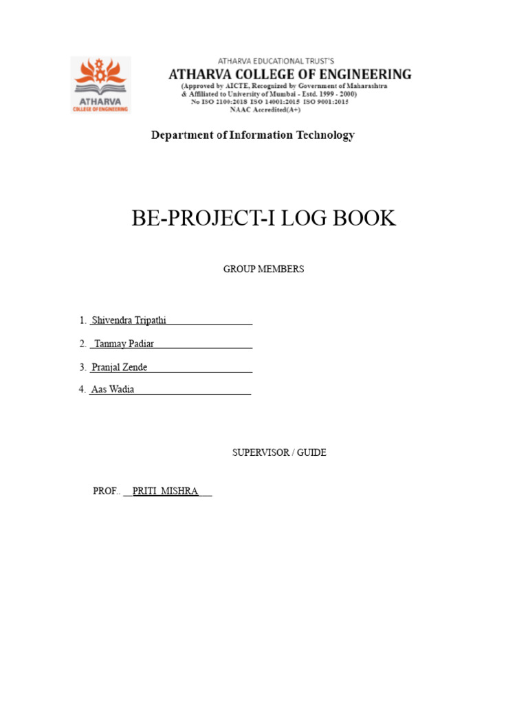 BE Project I-Log Book Format 2024-25 | PDF | Engineering | Learning