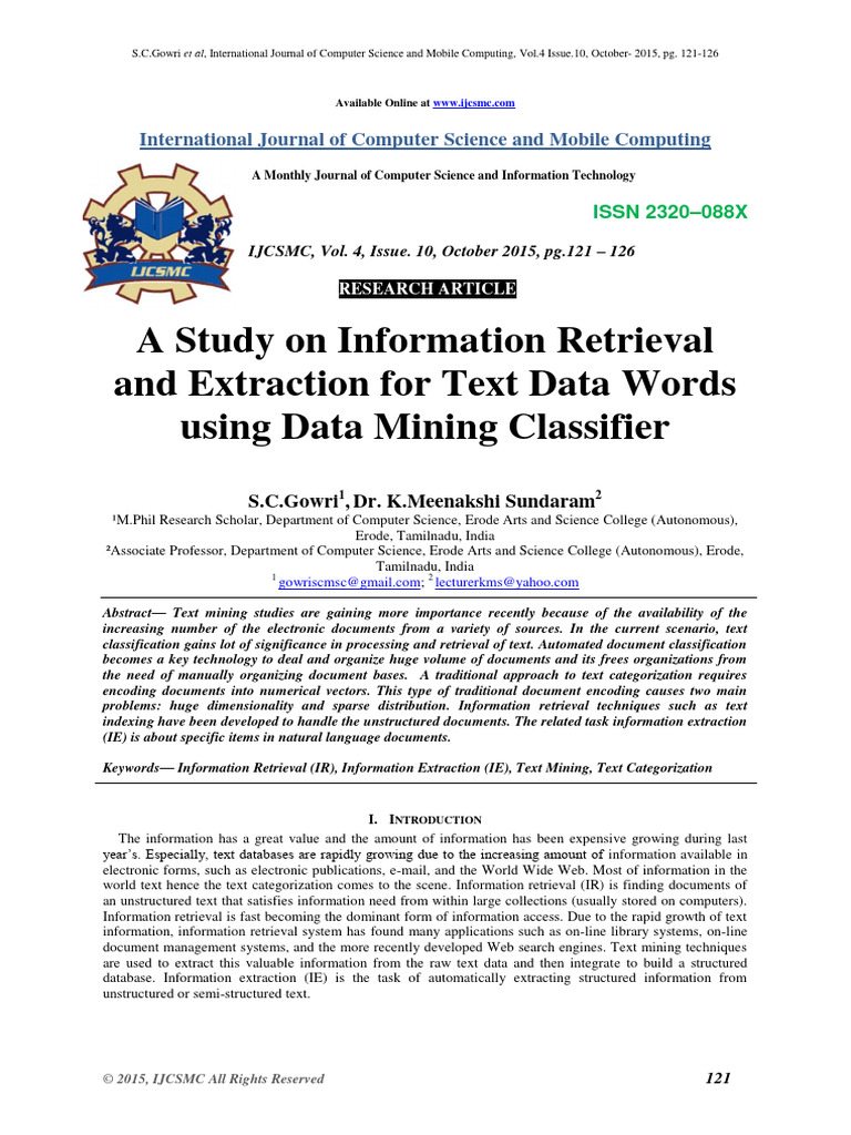 Text Extraction Research Paper Pdf Information Retrieval Support