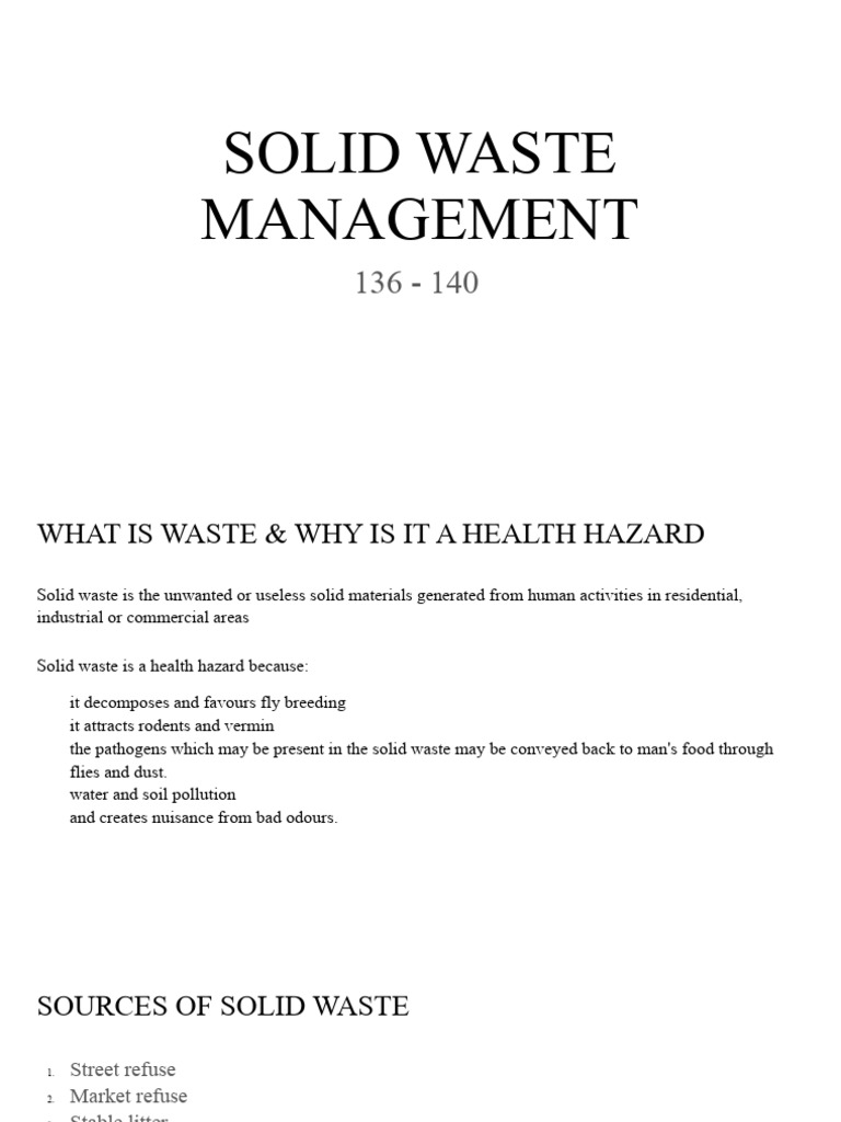 Solid Waste Management: Health Hazards & Solutions | PDF | Waste ...