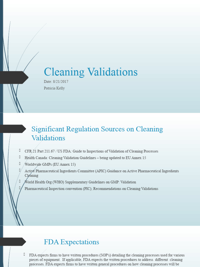 Cleaning Validations | PDF | Food And Drug Administration