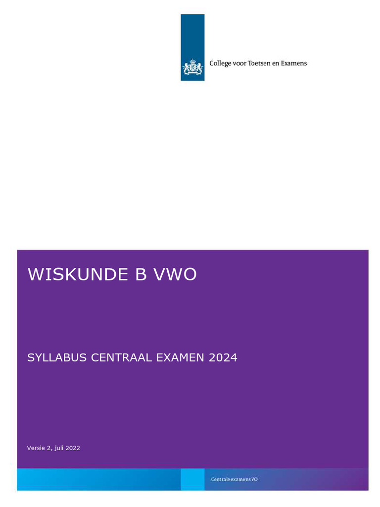 Syllabus Wiskunde B Versie 2 Vwo 2024 | PDF