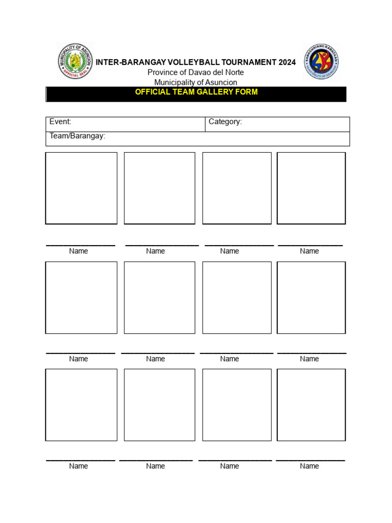 Official Volleyball Team Gallery Form | PDF | Sports & Recreation