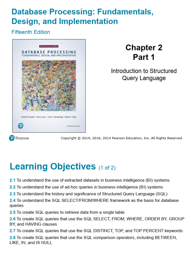 Chapter 2 PPT Part 1 Intro To SQL | PDF | Sql | Databases