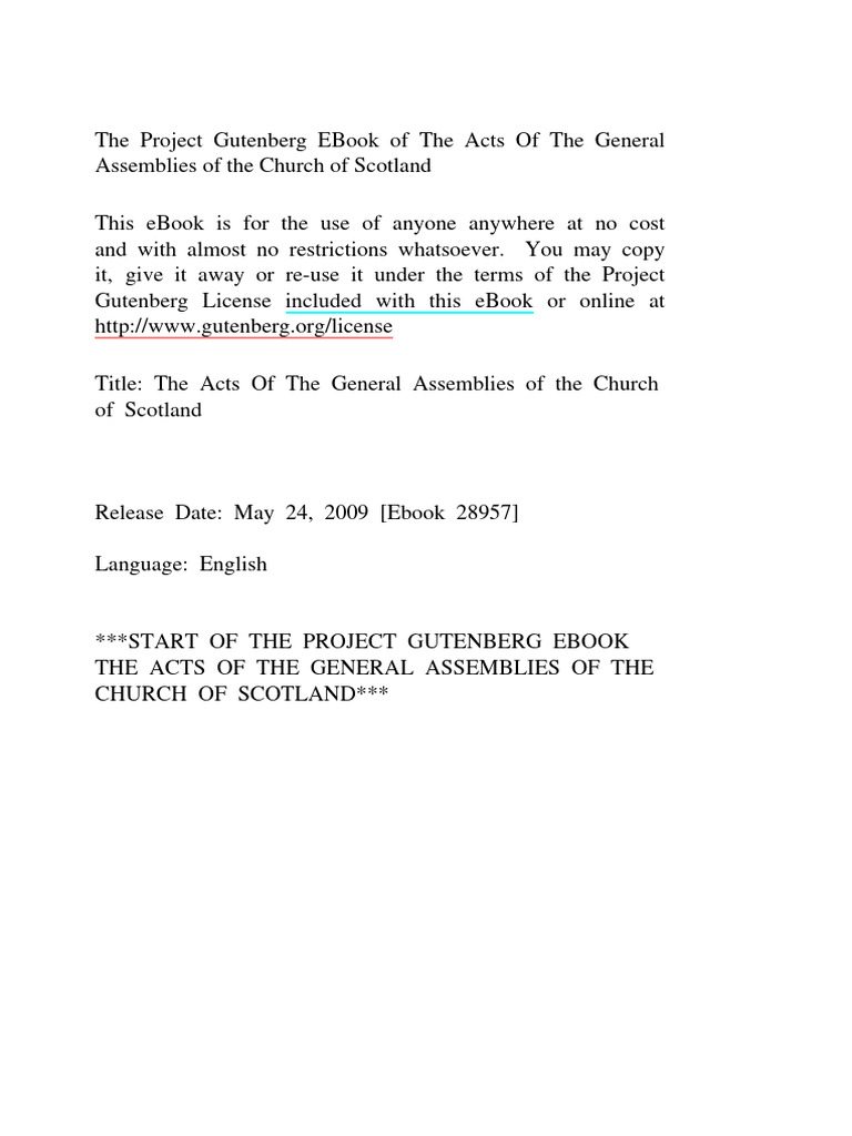 The Acts of The General Assemblies of The Church of Scotland | PDF | Church Organization ...