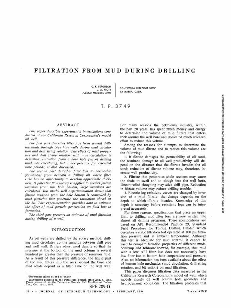 Spe 295X | PDF | Filtration | Casing (Borehole)