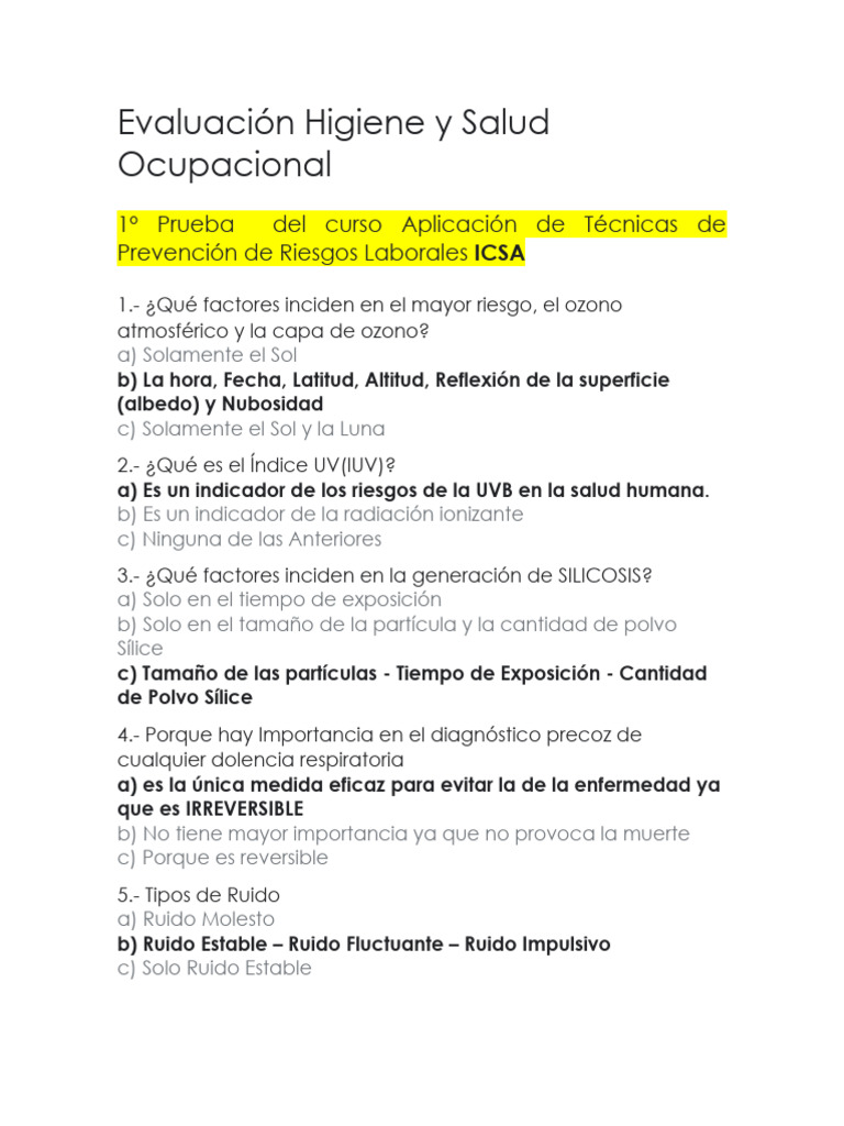 Evaluación Higiene y Salud Ocupacional | PDF | ruido | Seguridad y ... Evaluación Higiene y Salud Ocupacional | PDF | ruido | Seguridad y ...