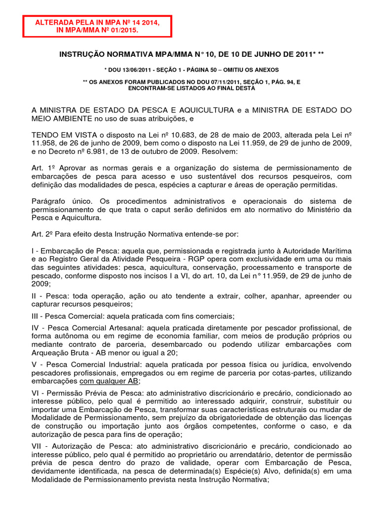 2 - Ini-Mpa-Mma-No-10-De-10-06-2011 | PDF | Propriedade privada | Tubarões