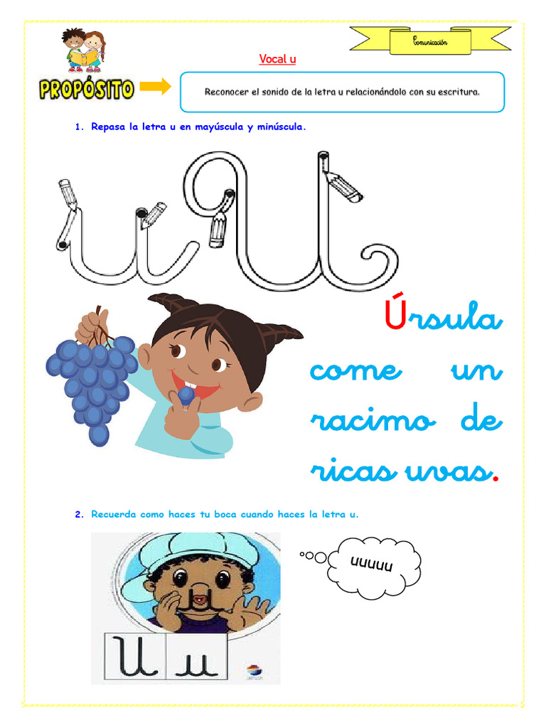 Actividades para aprender la letra U | PDF | Artes del Lenguaje y ...