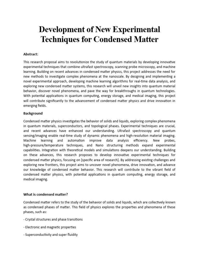 01 Proposal | PDF | Condensed Matter Physics | Physics