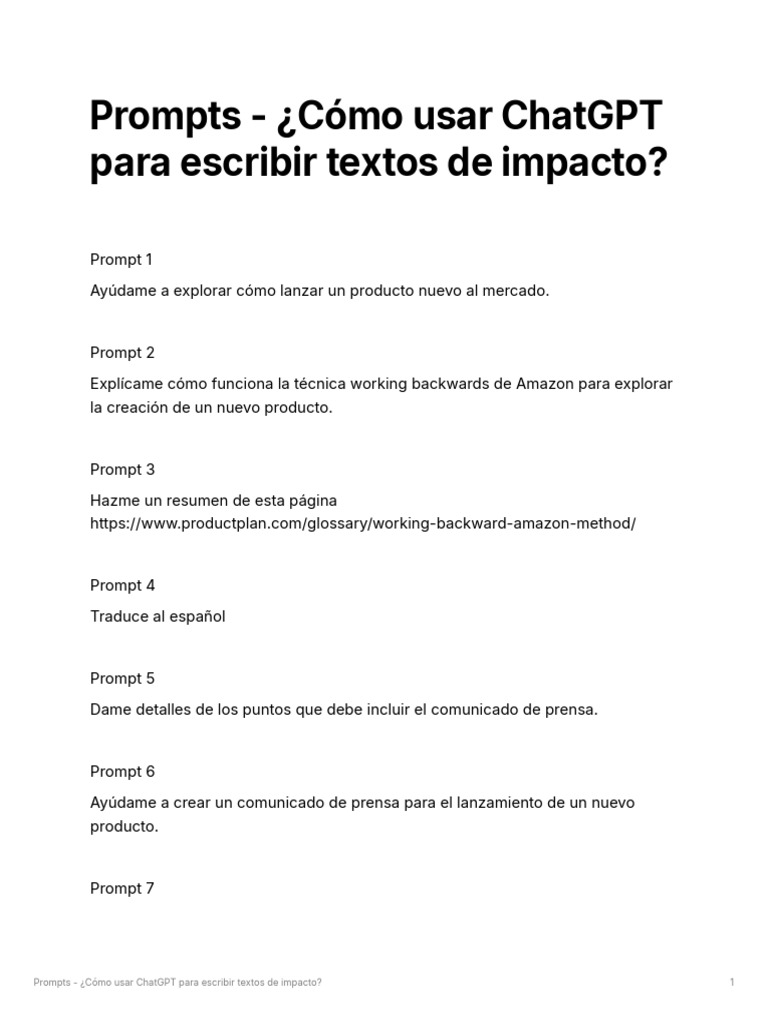 Prompts Como Usar Chatgpt para Escribir Textos de Impacto | PDF
