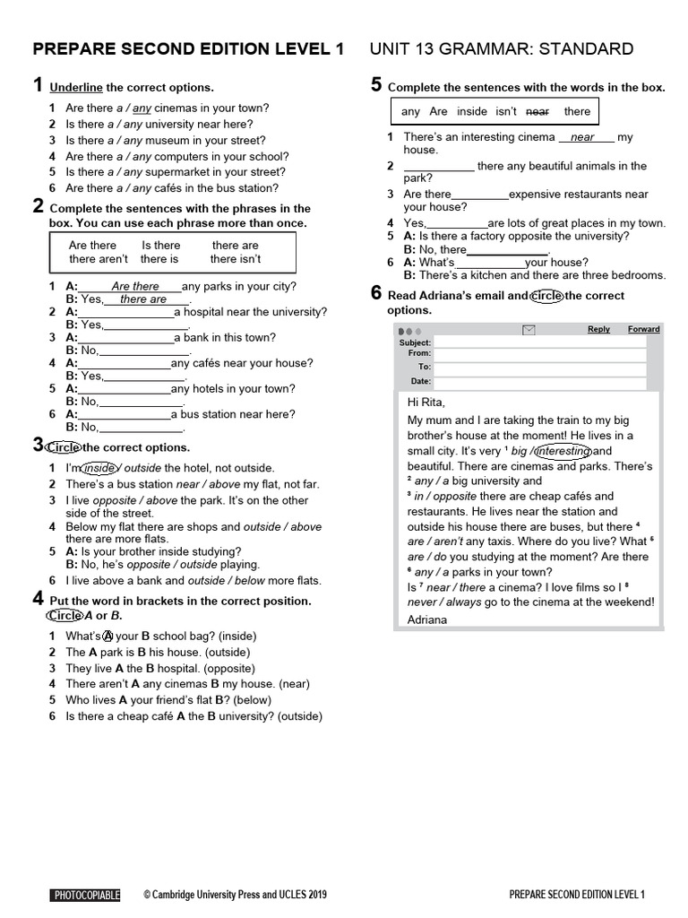 PREPARE 1 Grammar Standard Unit 13 | PDF | Syntax | Language Mechanics