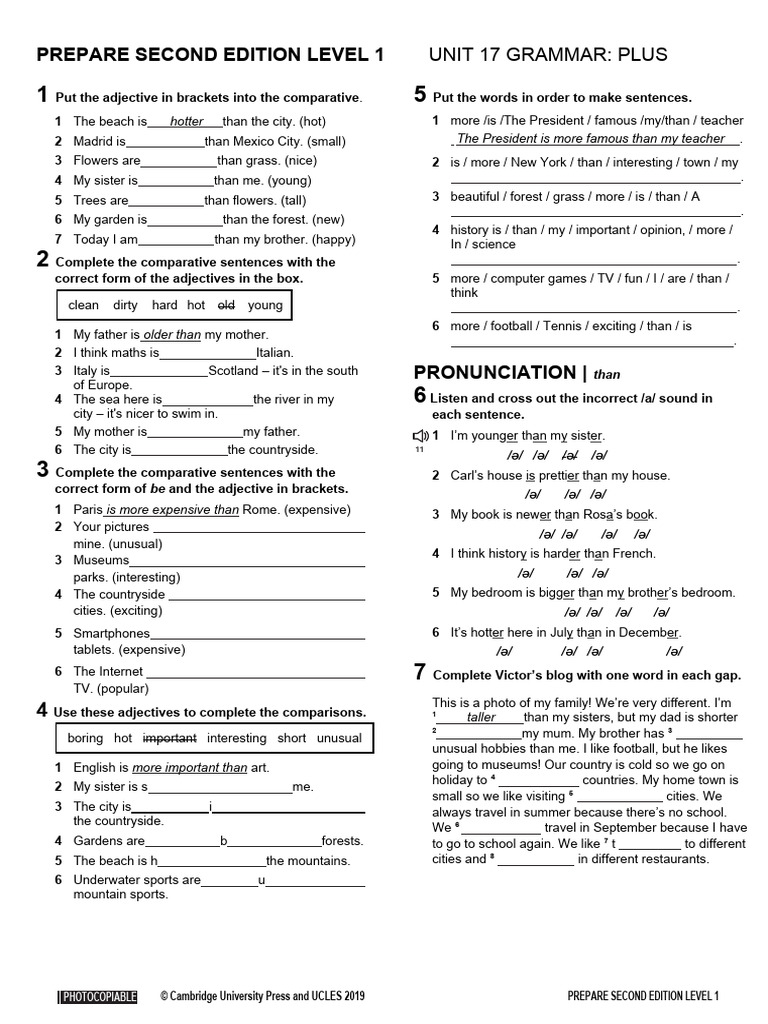 PREPARE 1 Grammar Plus Unit 17 | PDF | Linguistics