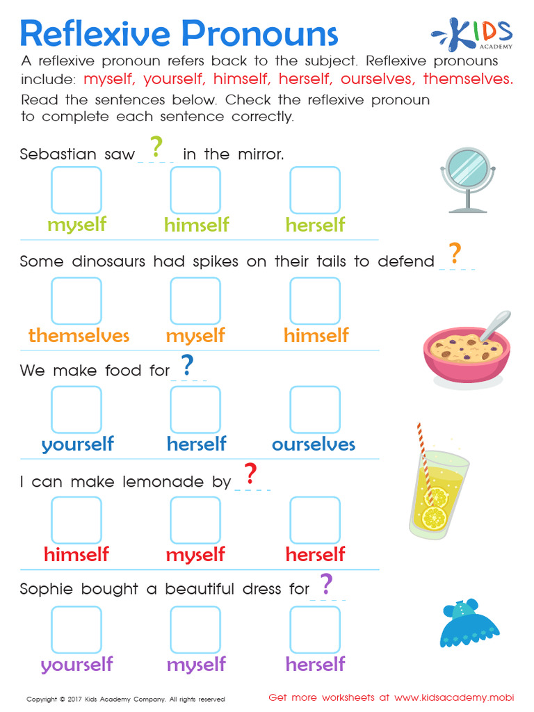 Grade 2 Reflexive Pronouns Worksheet | PDF | Language Arts & Discipline