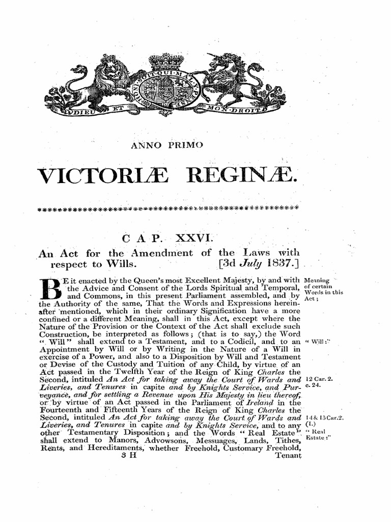 Wills Act 1837 Overview | PDF | Will And Testament | Fee Simple