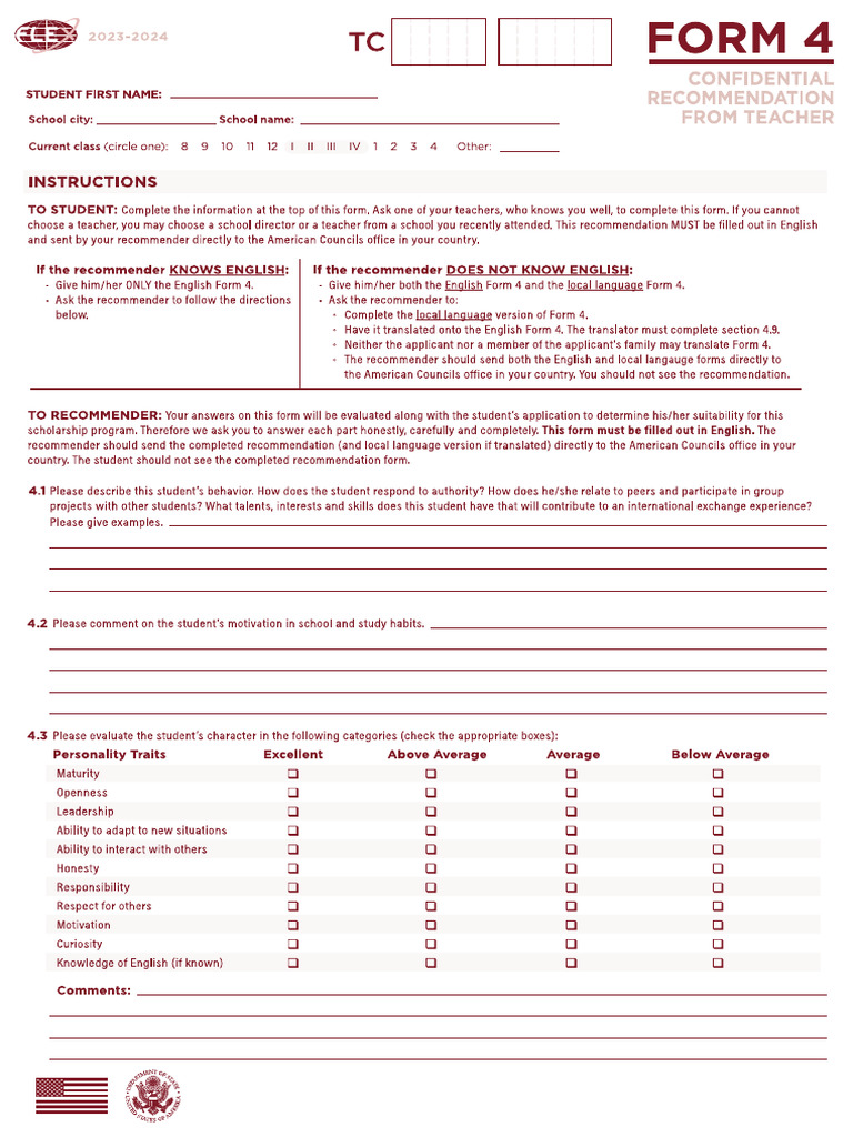 Student Teacher RecForm All | PDF