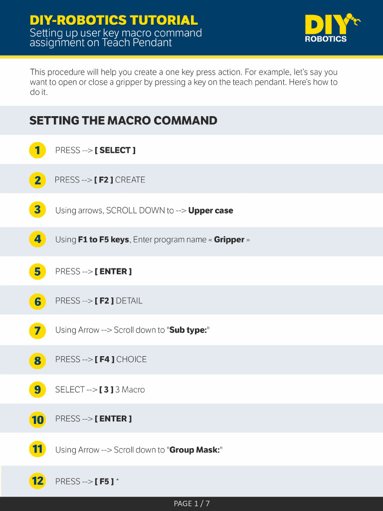 Setting Up User Key Macro Command Assignment On Teach Pendant PDF | PDF