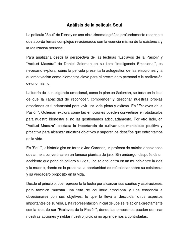 Análisis de La Película Soul | PDF | Las emociones | Desarrollo personal
