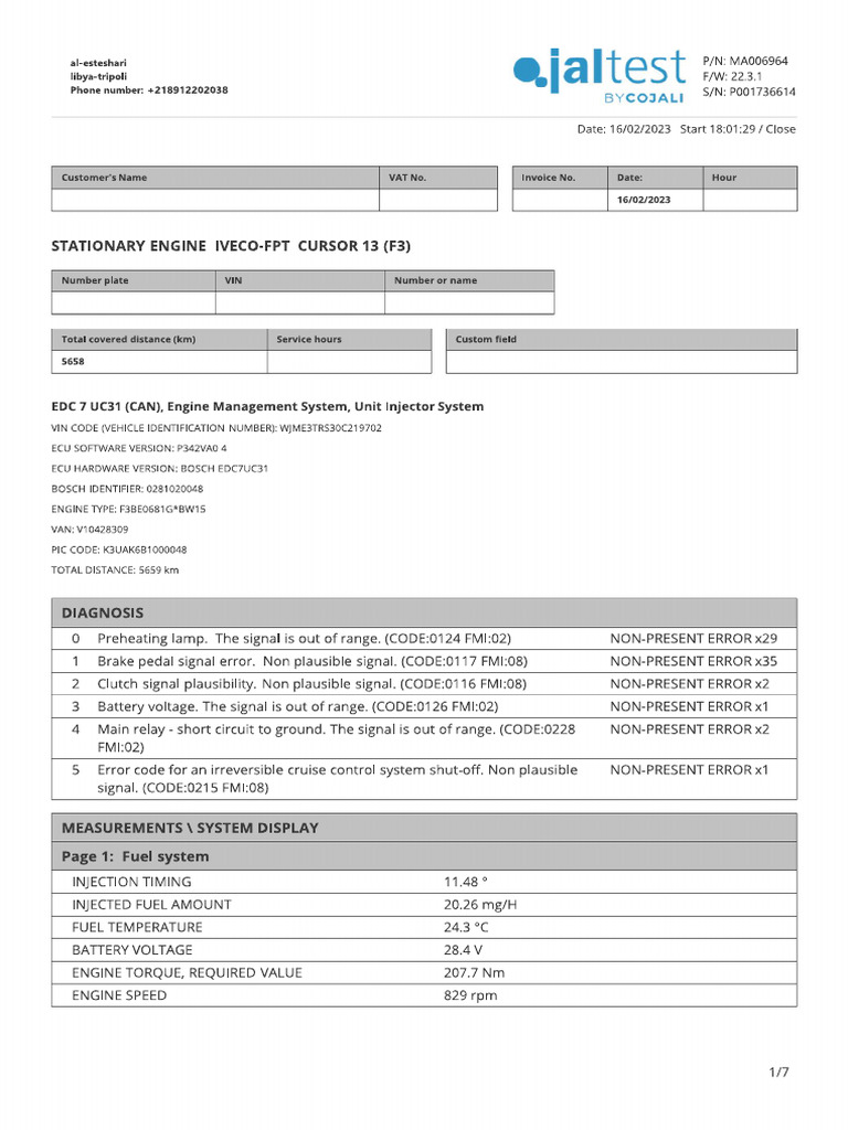 Diagnosis Report Cursor 13 F3 Pdf