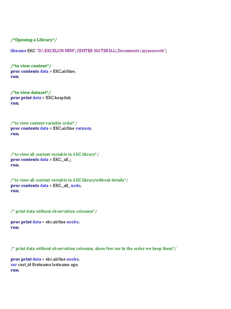 Exploring SAS Procedures and Functions for Analyzing and Manipulating Data | PDF | Sas (Software ...