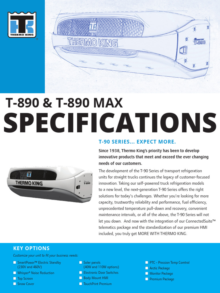 T890 Spec Sheet 2019 | PDF | Engines | Refrigeration