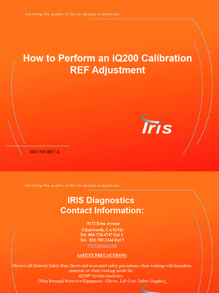 How To Perform An IQ200 Calibration REF Adjustment - Master | PDF | Button (Computing ...