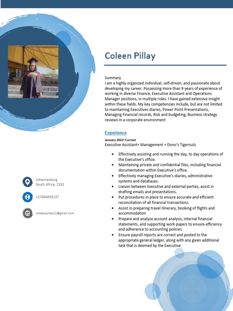 Coleen Pillay Resume File | PDF | Balance Sheet | Economies