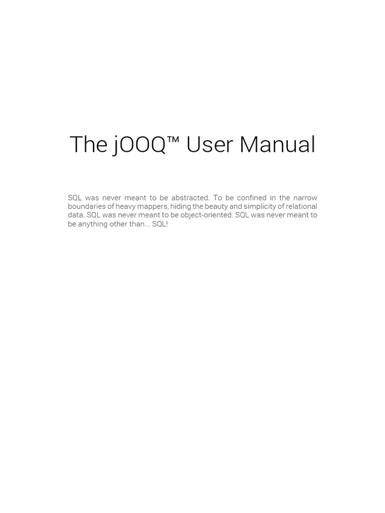 jOOQ Manual 3.16 | PDF | Sql | Software Development