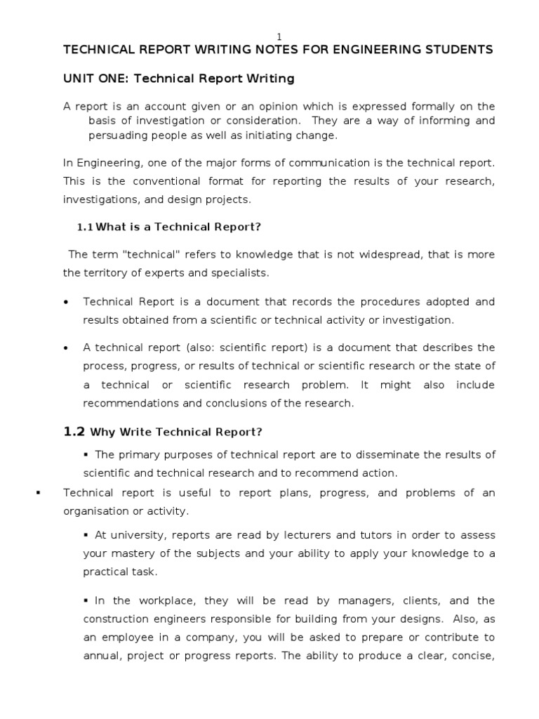 Technical Report Writing for Engineers | PDF | Audience | Abstract ...