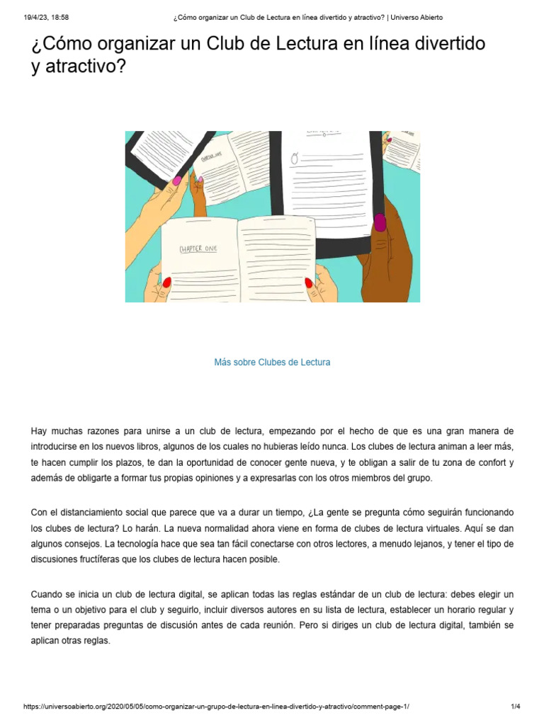 Cómo organizar un club de lectura online | PDF | Facebook | Chat en linea