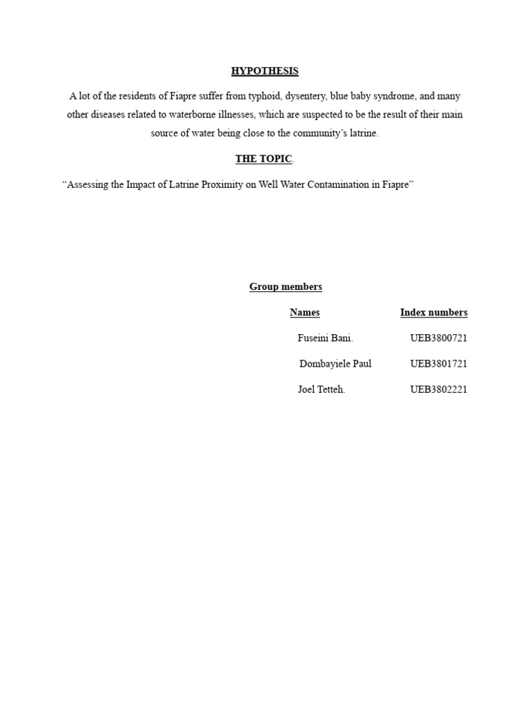 Latrine Proximity and Water Contamination | PDF | Science & Mathematics